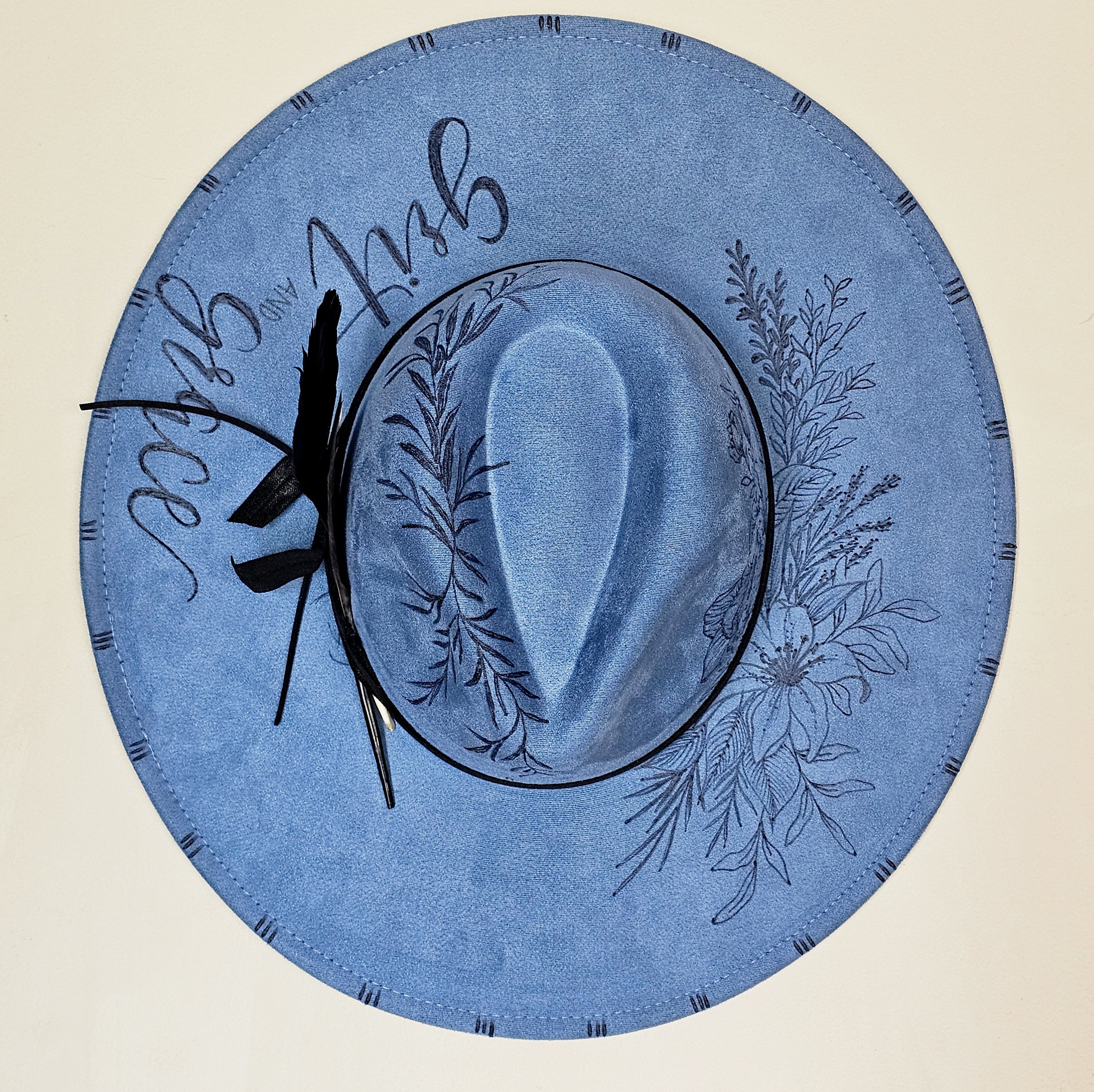 Grit and Grace || Blue Suede Burned Wide Brim Hat – Little Blue Bus Jewelry