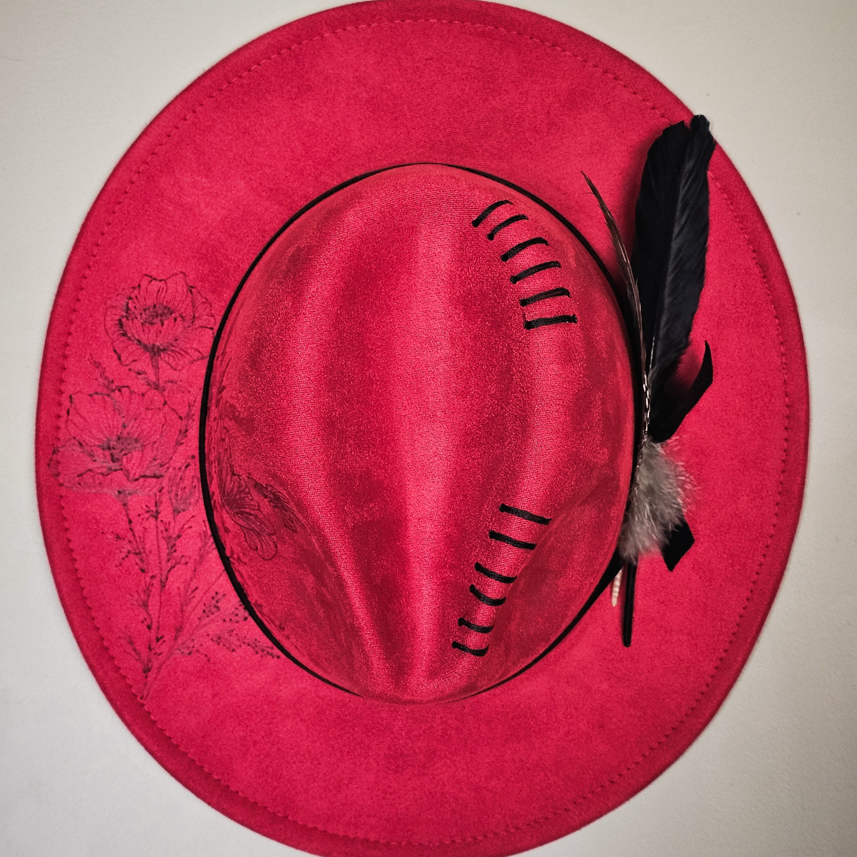 Red Red Wine || Red Burned Skinny Brim Hat – Little Blue Bus Jewelry
