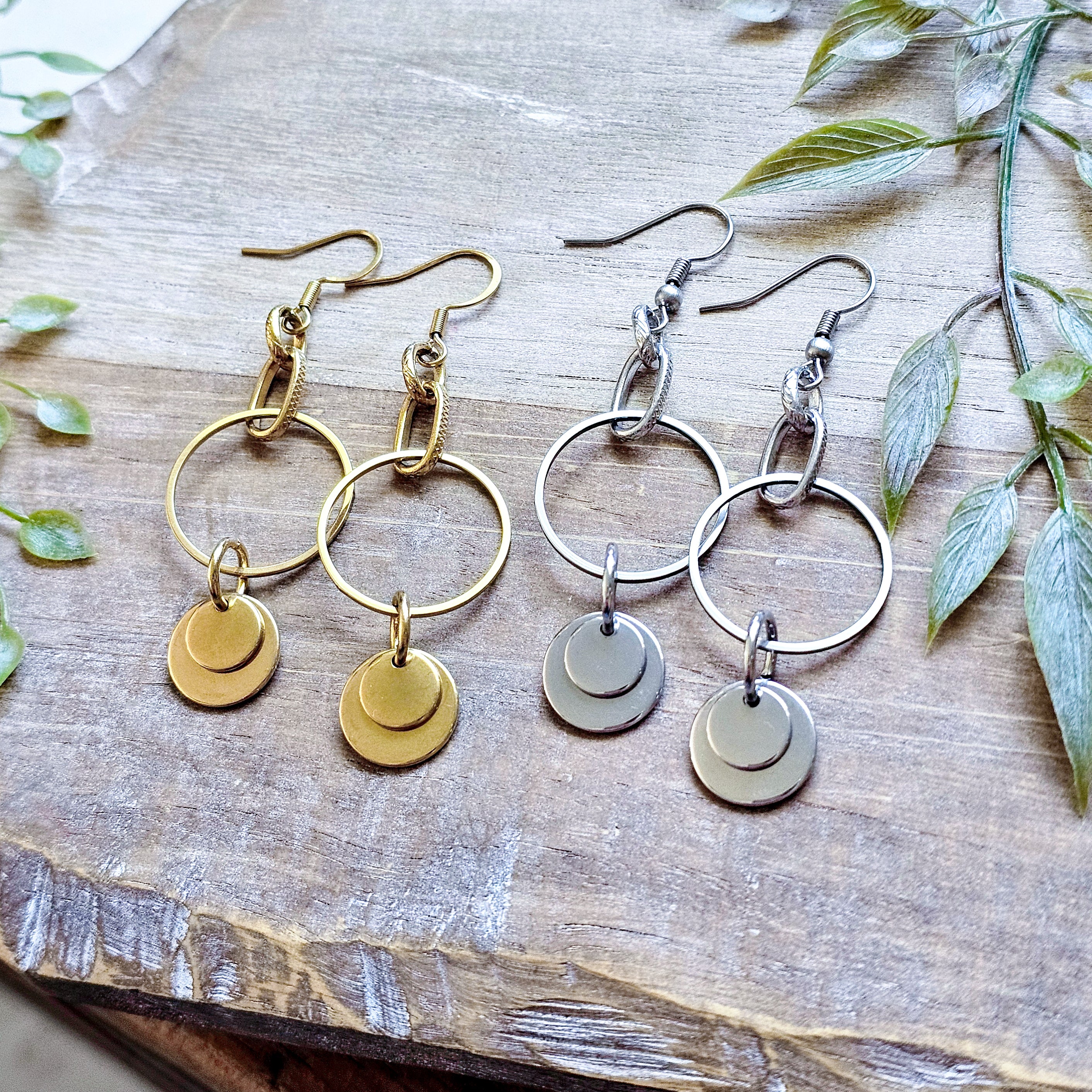 Steel Hoop Drop Earrings – Little Blue Bus Jewelry