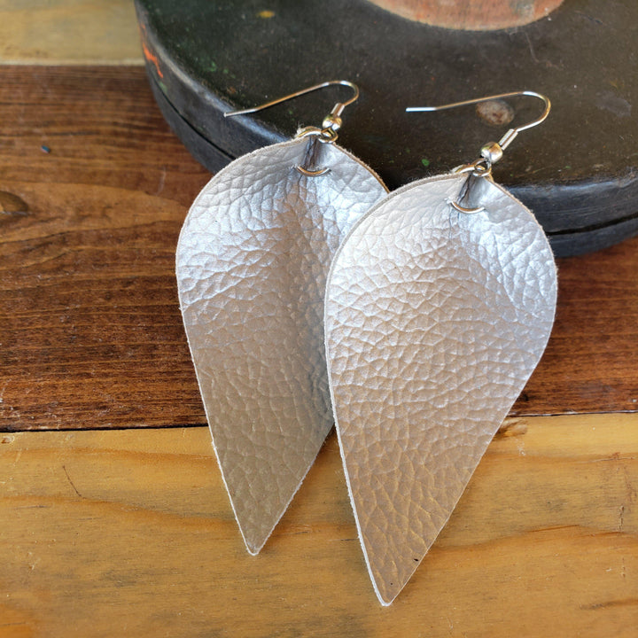 Little Blue Bus Jewelry Silver Faux Leather Earrings