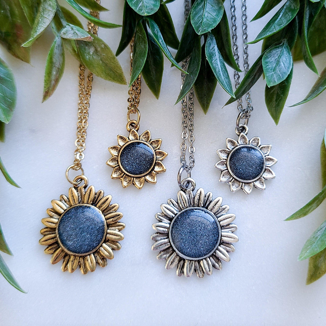 Sunflower Aster Galaxy Resin Necklace